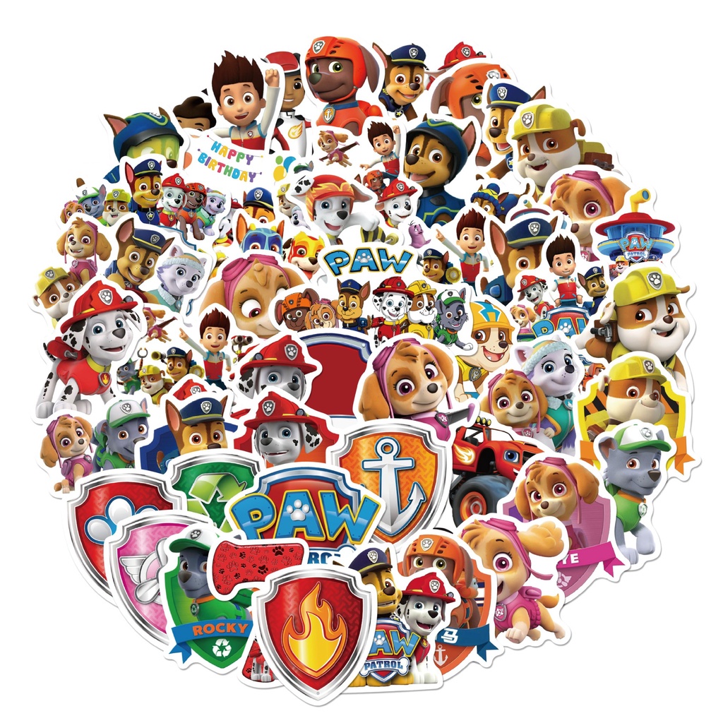 50 pcs/Pack Paw Patrol Cartoon Waterproof PVC Stickers (3) | Shopee ...