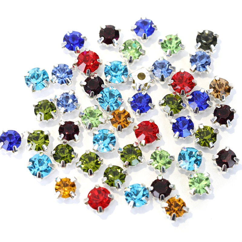 100pcs/Pack 3/4/5mm Silver Claw Color Round Hand-Sewn Rhinestone Single ...