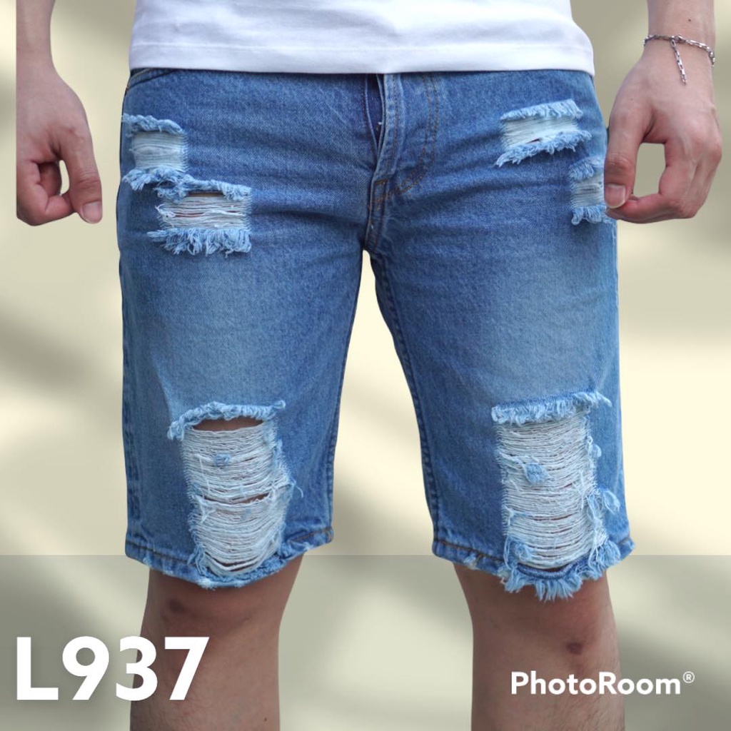 Ripped Jeans Korean Style Bleached Men's Shorts Fashion Denim jens ...
