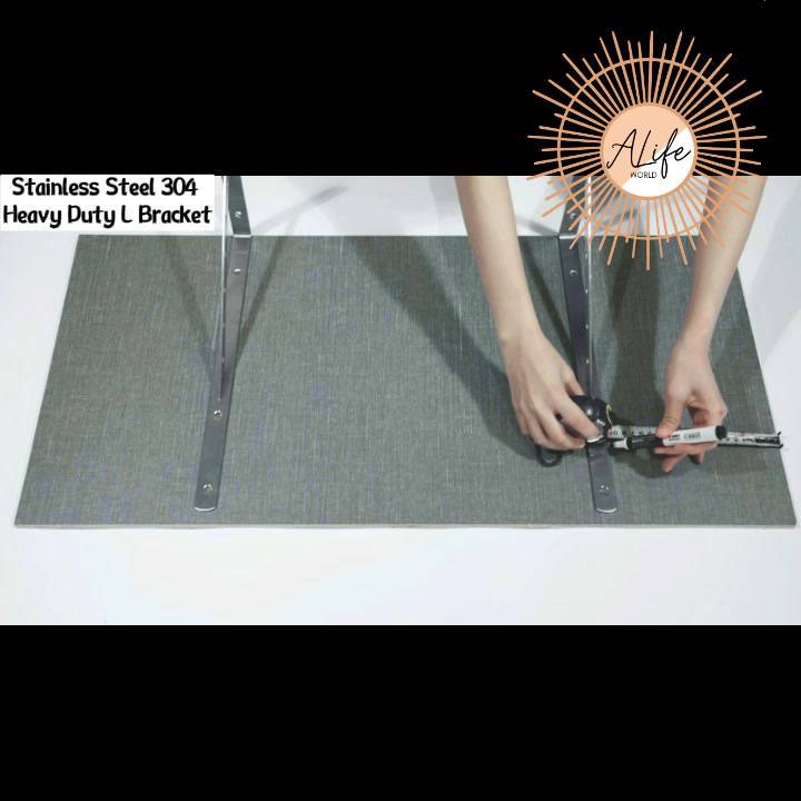 ALife 2pcs Sesiku Besi L Tahan Karat Dinding Rak Buku Papan Stainless ...