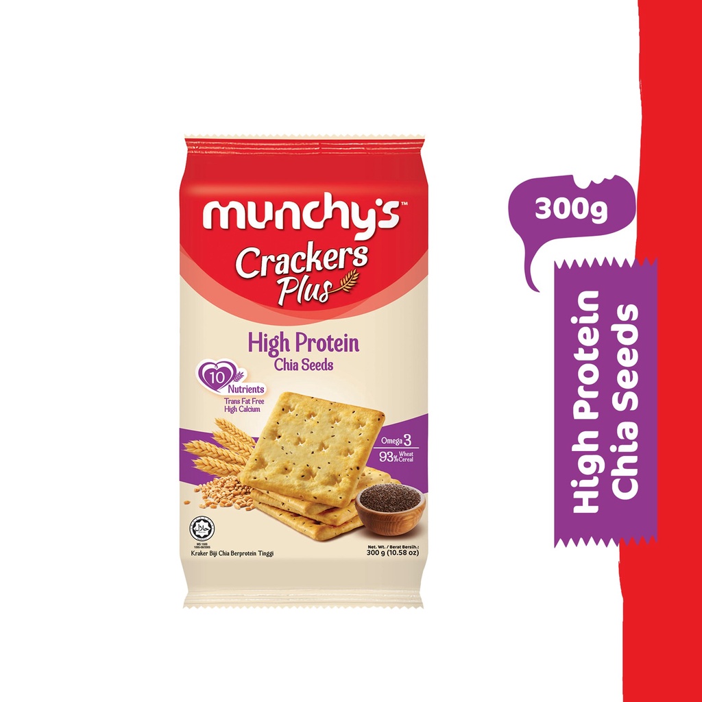 Munchy's Crackers Plus High Protein Chia Seed Biscuits 300G (Halal ...