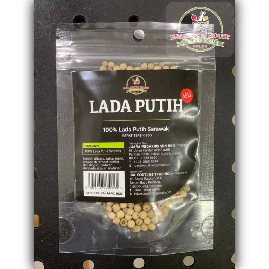 Sarawak 100% Original White Pepper Seeds 20g Sarawak 100% White Pepper ...