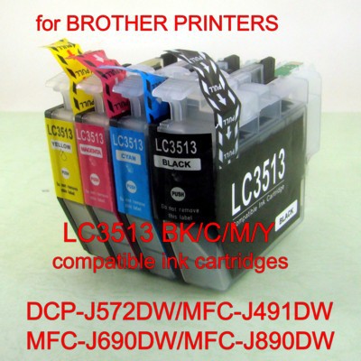 LC 3513 COMPATIBLE BROTHER INK CARTRIDGES BK/C/M/Y FOR DCP J572DW MFC ...