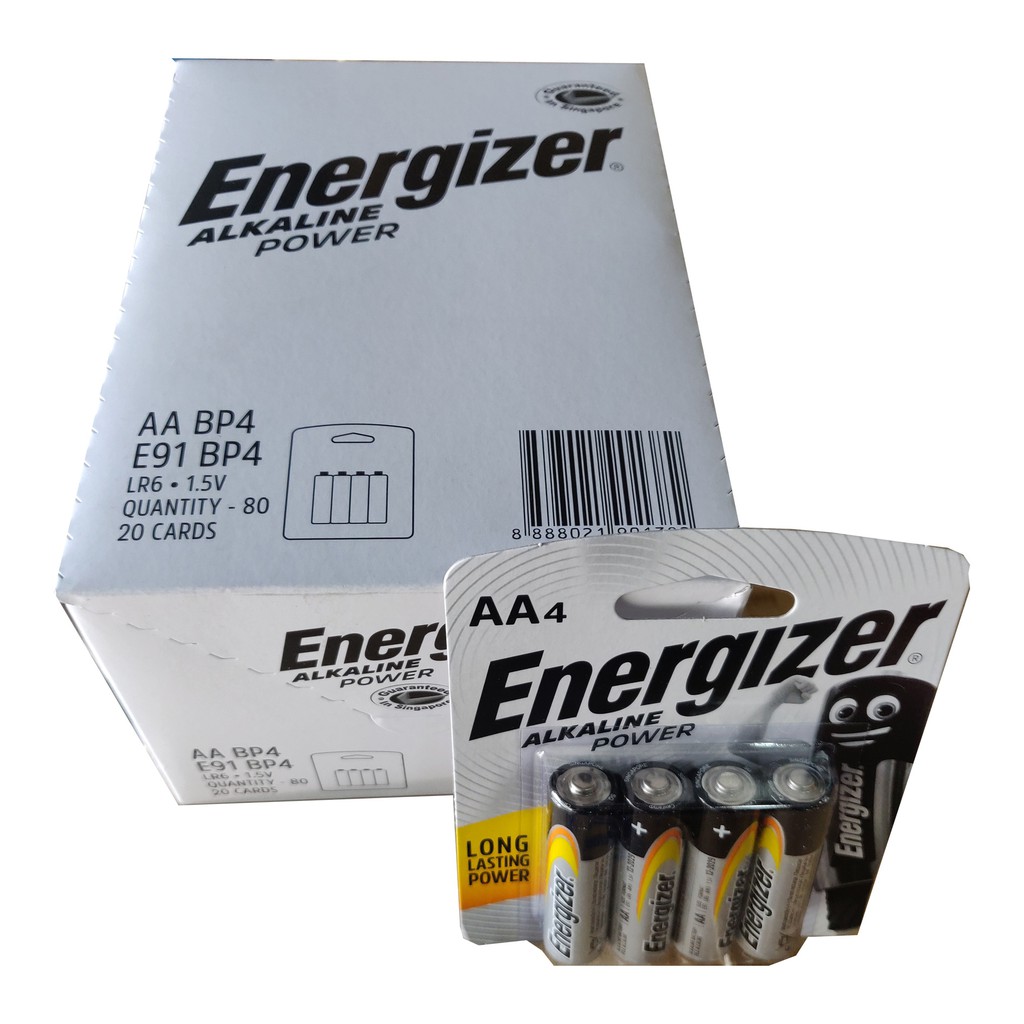 Energizer 4 Pack AA Alkaline Power Batteries (20 cards x 4pack/box ...
