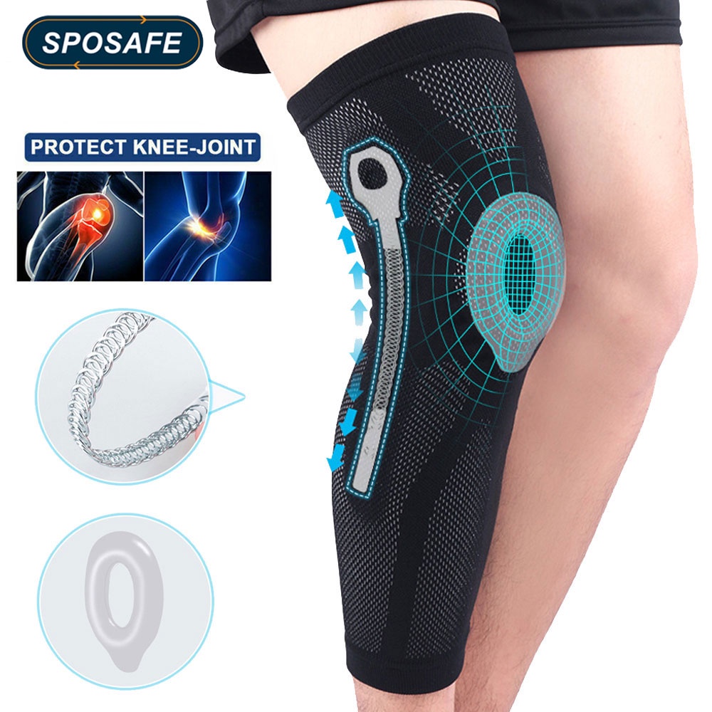 1Pcs Sport Long Knee Support Silicone Antiskid Breathable Compression ...