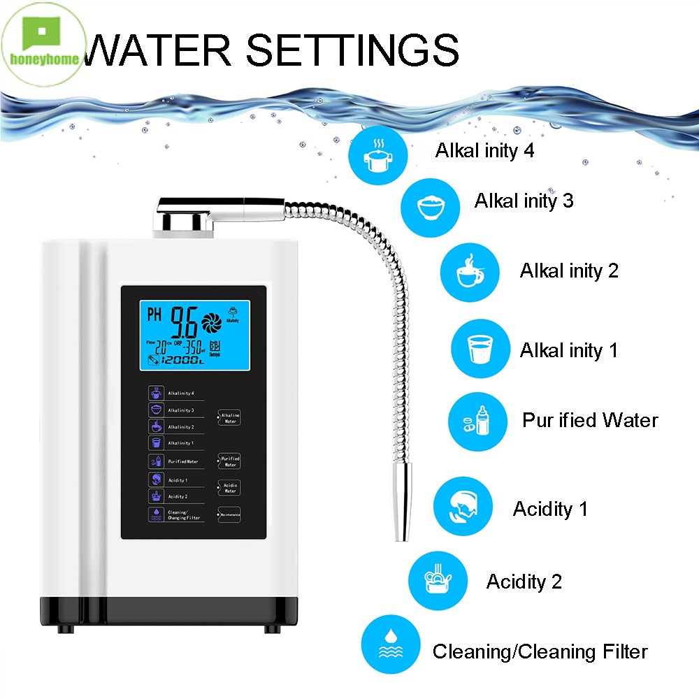 Water Purifier 5 / 7 Plate Alkaline Water Ionizer Hydrogen Generator ...
