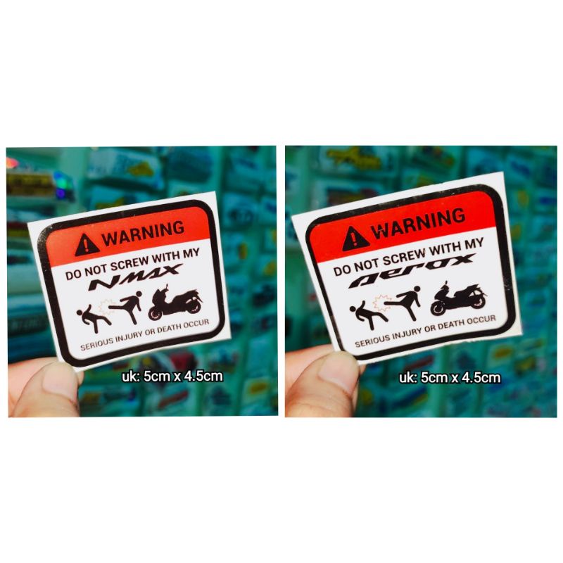 Sticker printing WARNING NMAX Or AEROX | Shopee Singapore