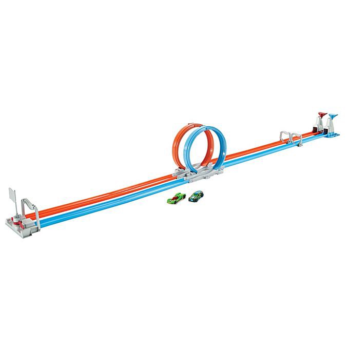 Hot Wheels Double Loop Dash Playset Fold & Go Racetrack Includes 2x Hot ...