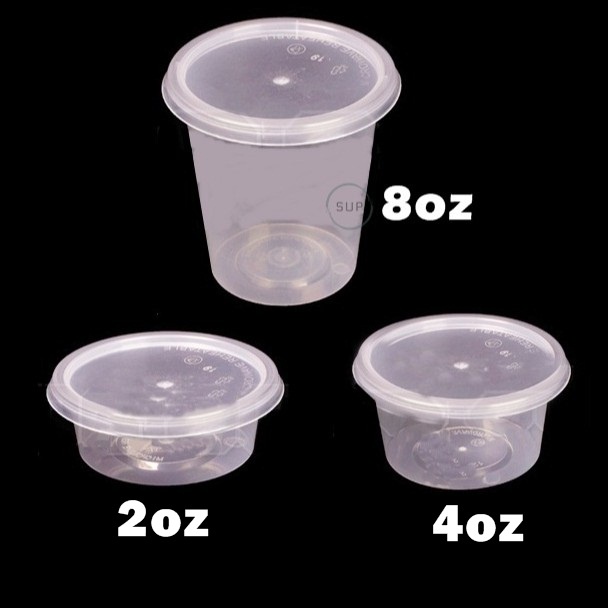Sauce Container PP / 2oz / 4oz / 8oz / Round Disposable Plastic Food Container with Lid / Sauce ...
