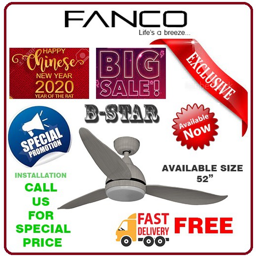 FANCO B-STAR 52 [ONLINE EXCLUSIVE] GREY COLOR DESIGN DC CEILING FAN | 3 ...