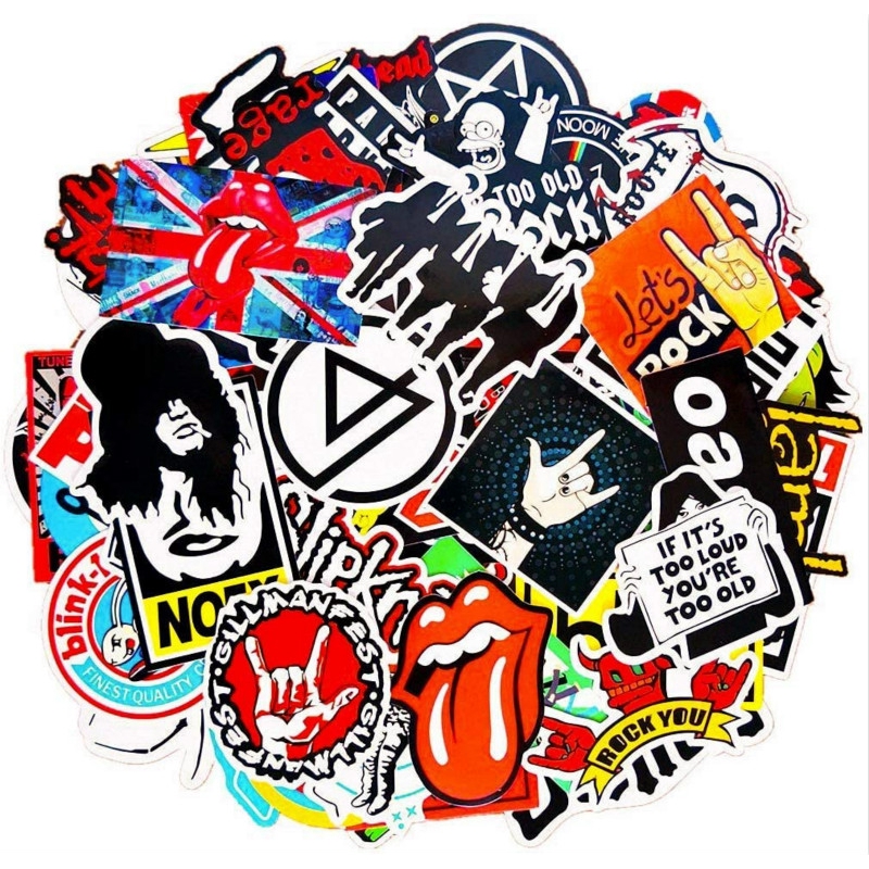 50/100 Pack Rock Star and Retro Rock Band Stickers Waterproof Sticker ...