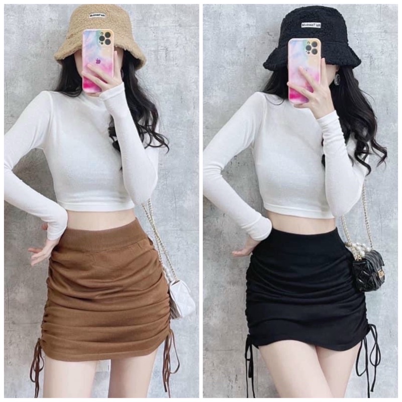 Sexy body-hugging elastic skirt with drawstrings on both sides (sewn ...