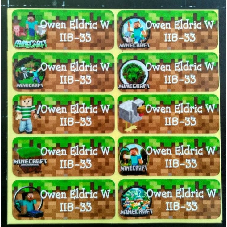 Minecraft Special Name Stickers for Lesson Books and school supplies ...