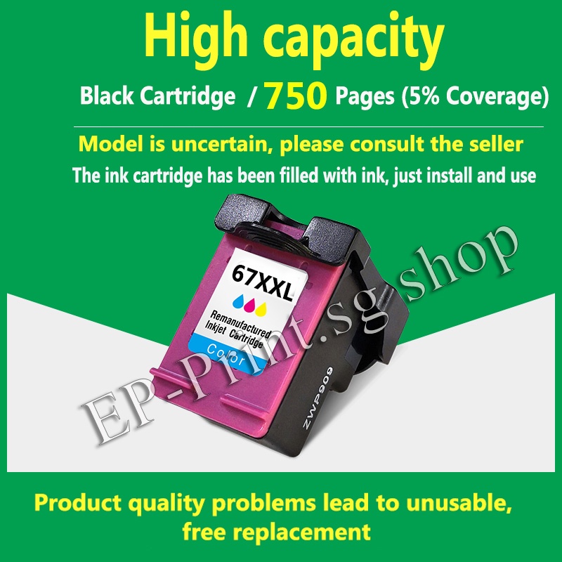 Compatible HP 67 Ink HP67 Black HP67XL Ink Cartridge for HP 2821E 2700 ...