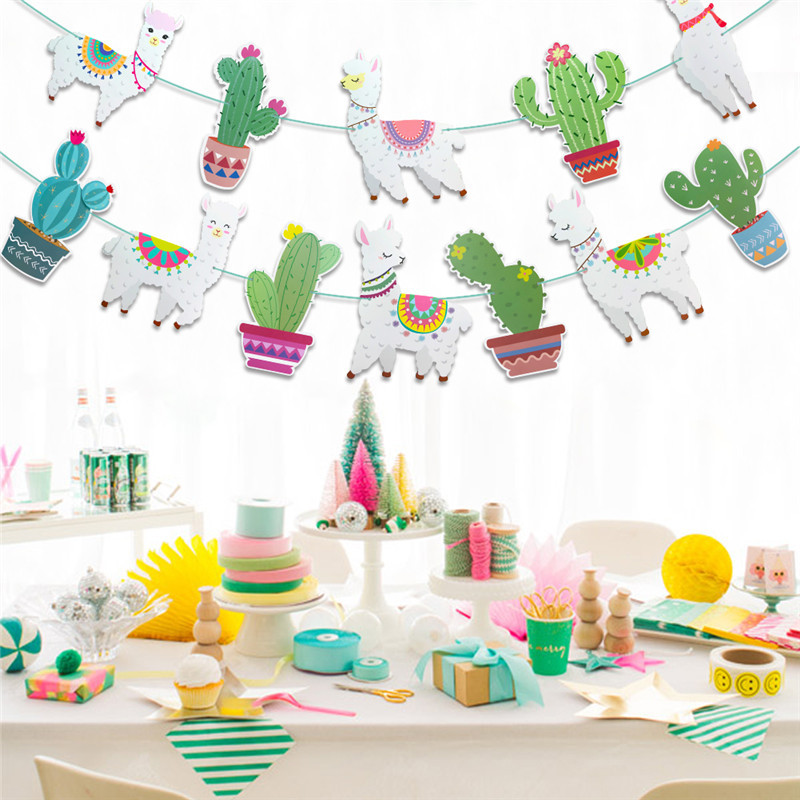 Kids Birthday Party Decoration Alpaca Banner Alpaca Garland Cactus ...
