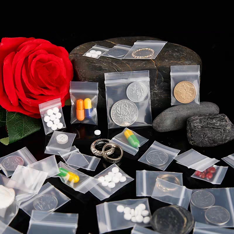 100pcs Clear Plastic Mini Ziplock Bag Transparent Jewelry Crystal ...