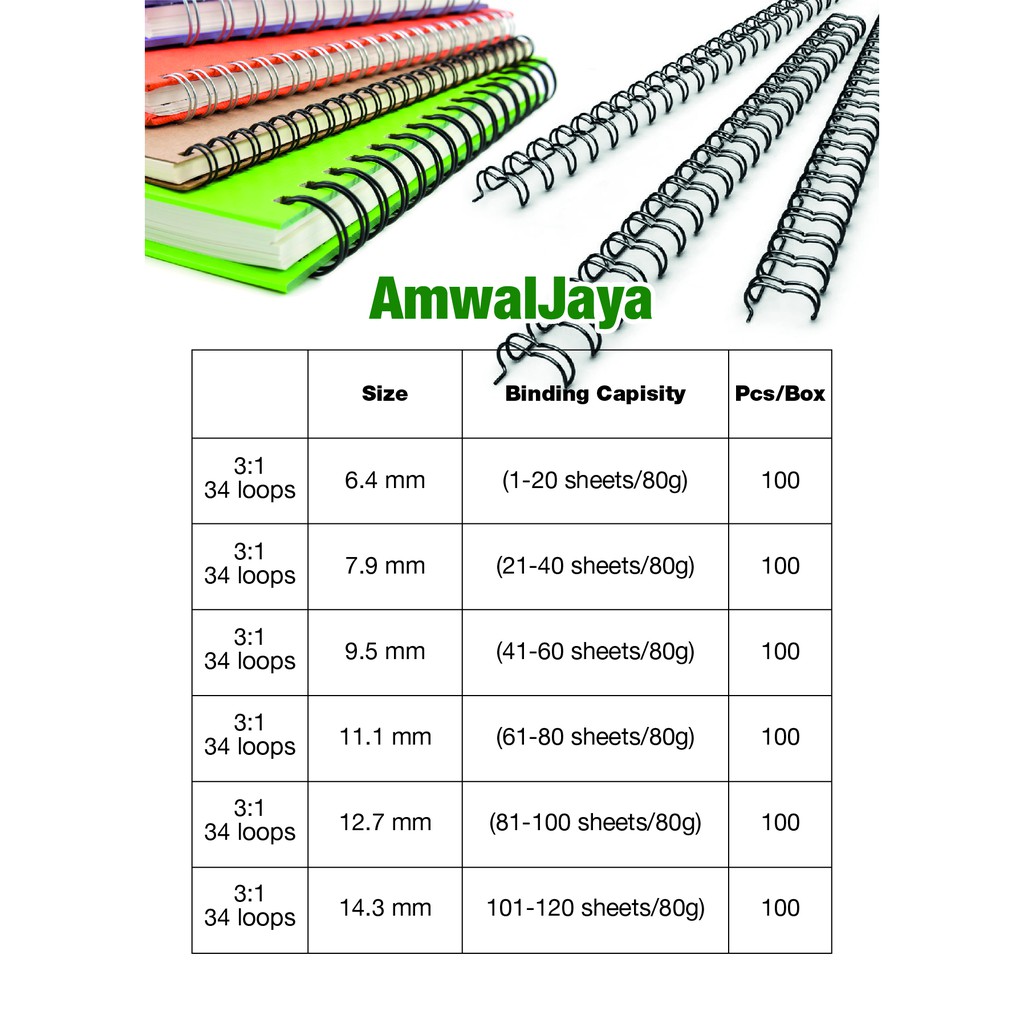 Double Wire Binding Spines ,Wire o ring 3:1 34 loops 100pcs black ...