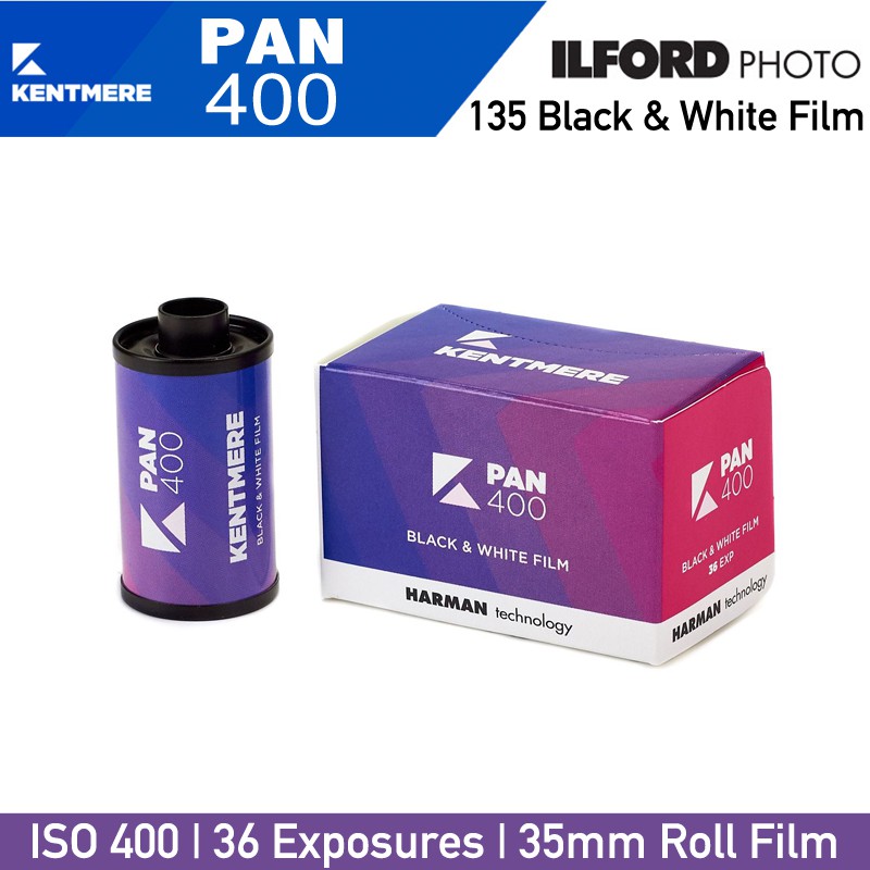 ILFORD Kentmere PAN 400 Black & White 35mm Roll Film 24/36 Exposures ...