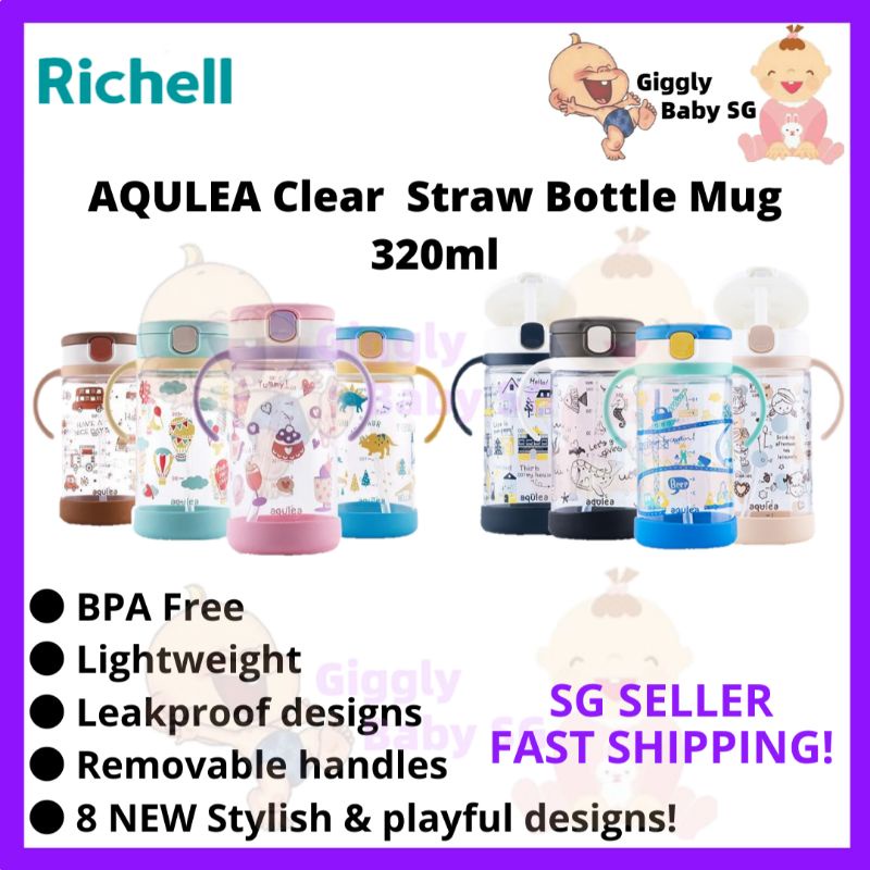 RICHELL AQULEA Clear Straw Bottle Mug 320ml | Shopee Singapore