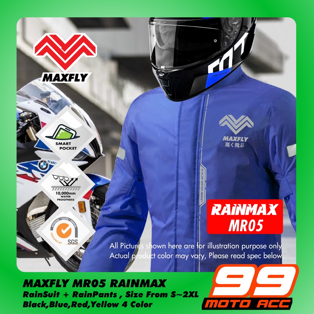 HIJAU MERAH MAXFLY RAINMAX MR05 RAINCOAT -S~2XL (BLUE, BLACK, GREEN ...