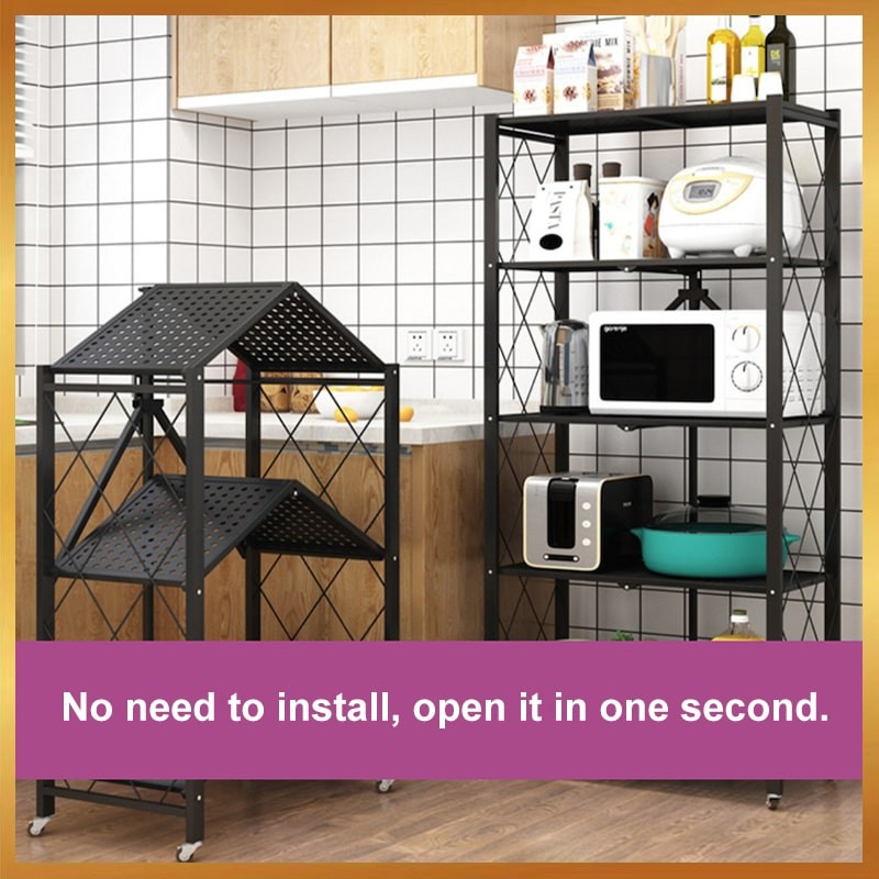 [SG Ready Stocks]Folding Storage Rack with Wheel Movable for Kitchen ...