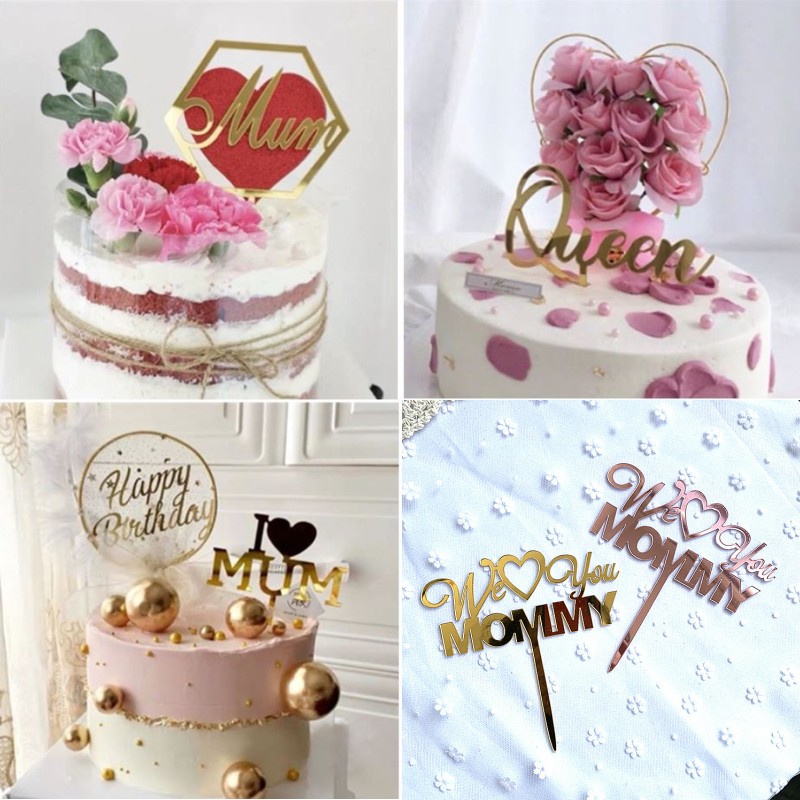 20 Styles Acrylic Cake Topper for Mom Birthday Party Cake Decoration ...