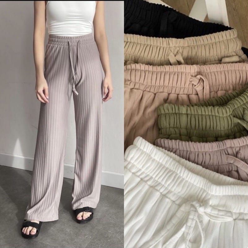 Strap Knit Pants Culottes / Loose Pants Higwaist Basic Stretch Culottes ...