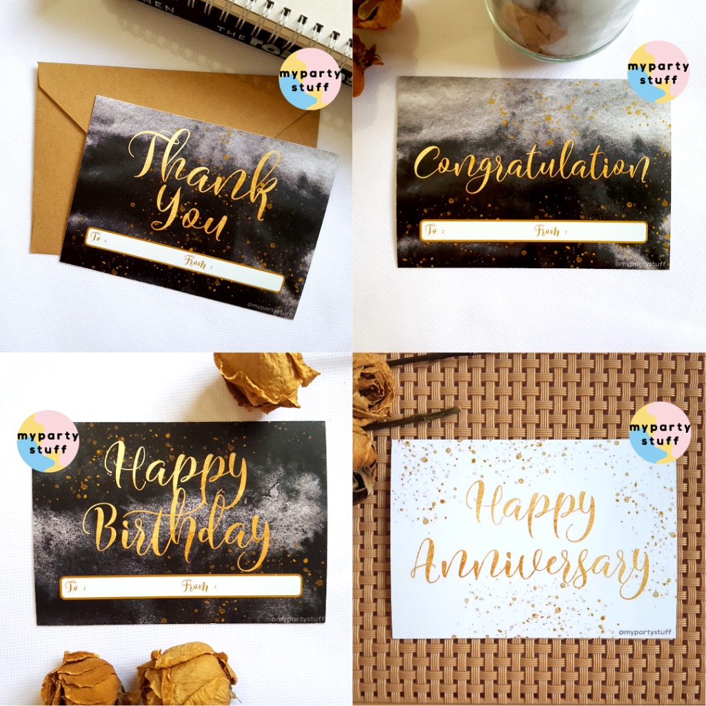 Greeting Card Greeting Card A6 - Golden Sparkle Happy Birthday Thank ...