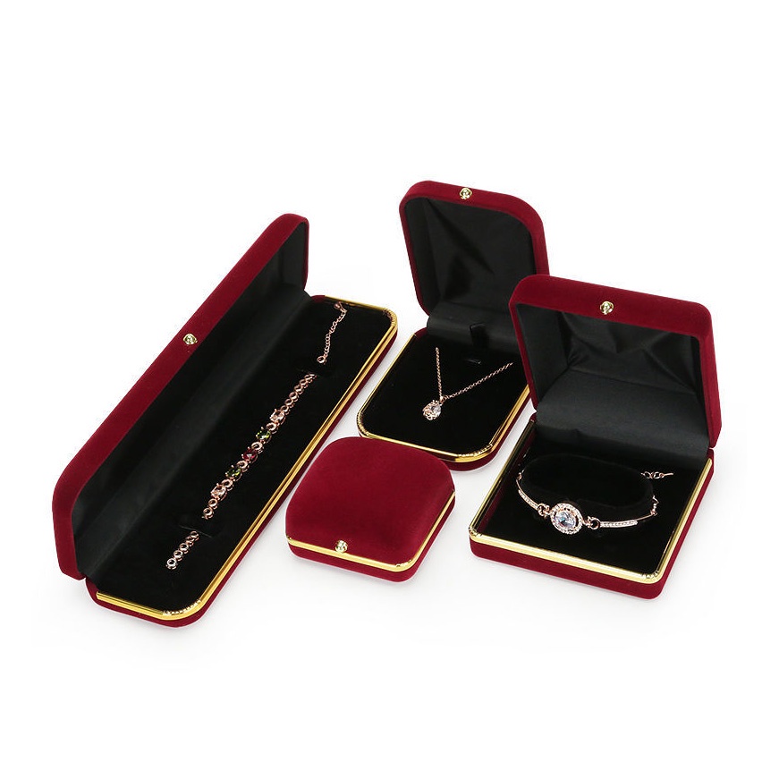 Light Luxury Gold Edge Flocking Jewelry Box Storage Earrings Ring ...