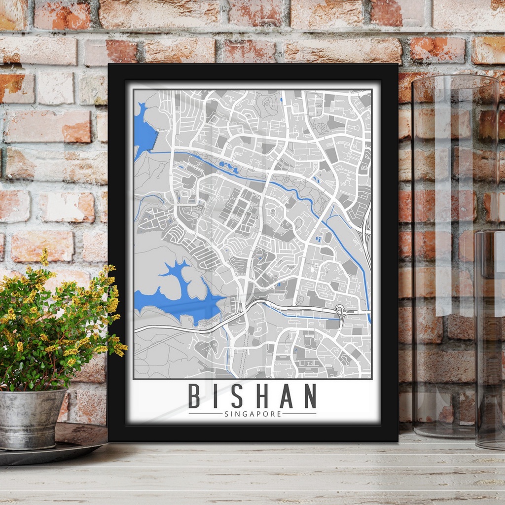 Singapore City Bishan Map Modern Art Decor Poster | Shopee Singapore