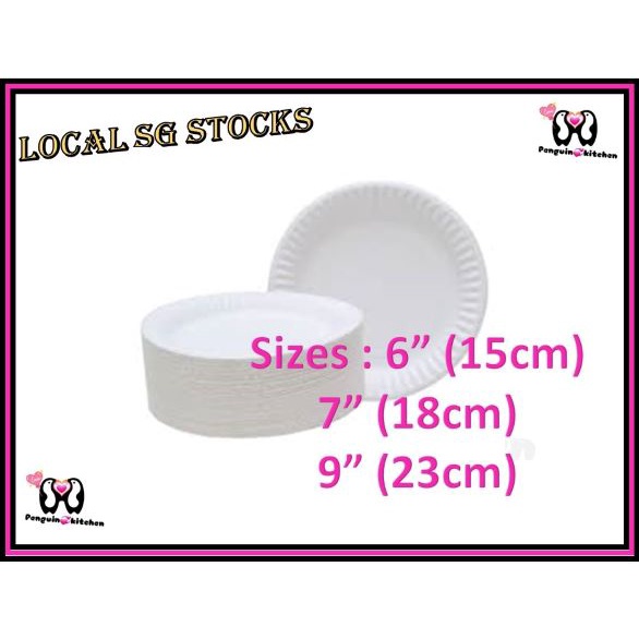 [Local SG Stocks] Disposable White Paper plates | 50s per pack | Shopee ...
