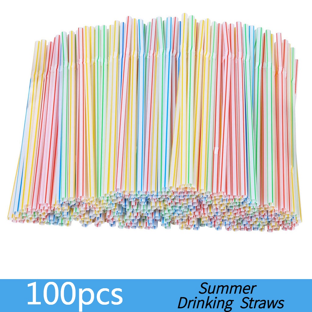 100Pcs Disposable Drinking Straws Elbow Plastic Straws | Shopee Singapore