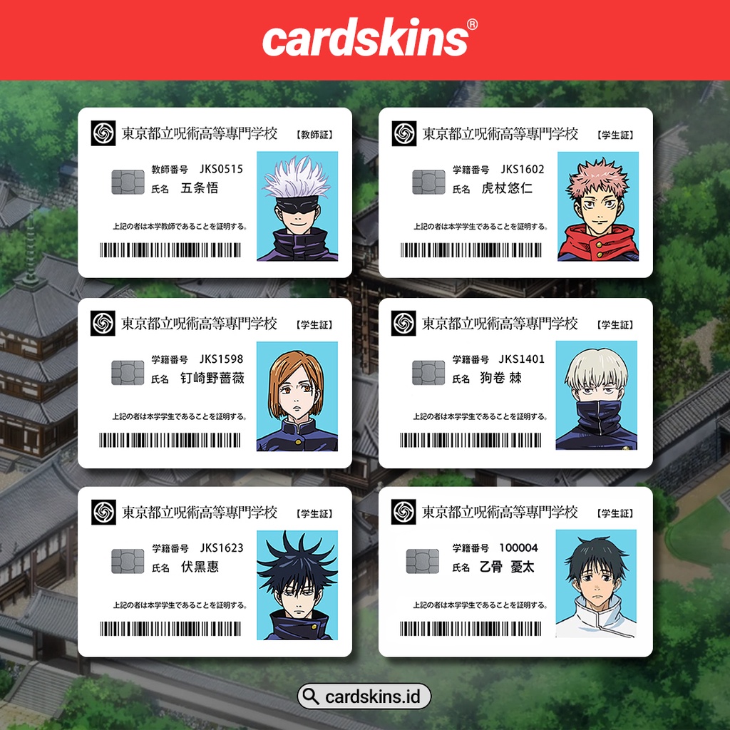 Waterproof Jujutsu Kaisen Character ID Card Sticker for ATM Flazz E ...