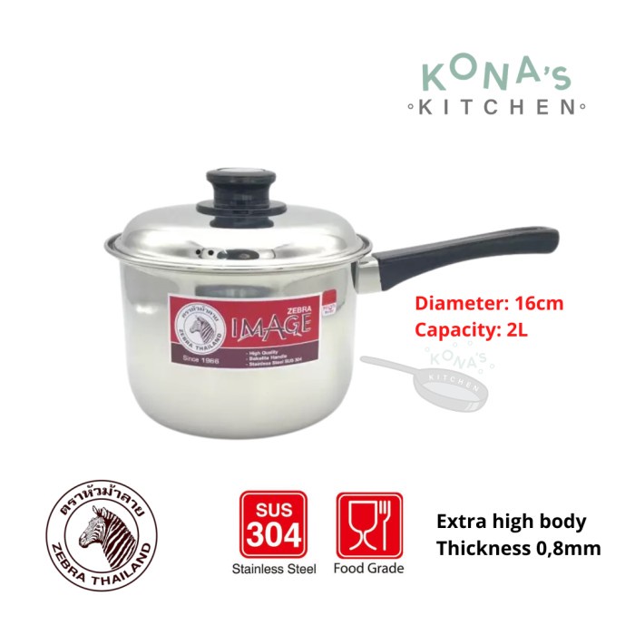 Zebra Sauce Pan 16 Cm H (166304) Stainless Steel Cooking Pot/ | Shopee ...