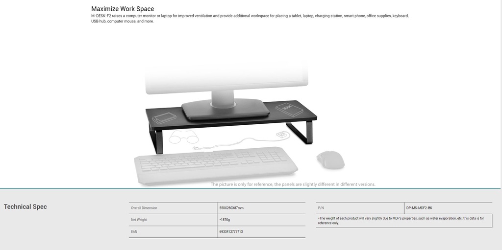 Deepcool M-desk F2, Monitor Stand, Black (1 YEAR WARRANTY BY TECH ...
