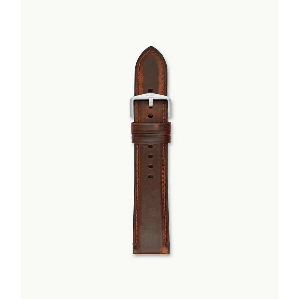 Fossil Estate 22mm Dark Brown Leather and Rubber Watch Strap | Shopee ...