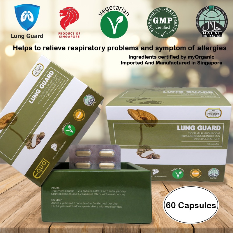 Equal Lung Guard | 100% Tiger Milk Mushroom 60 Capsules | Relieve ...