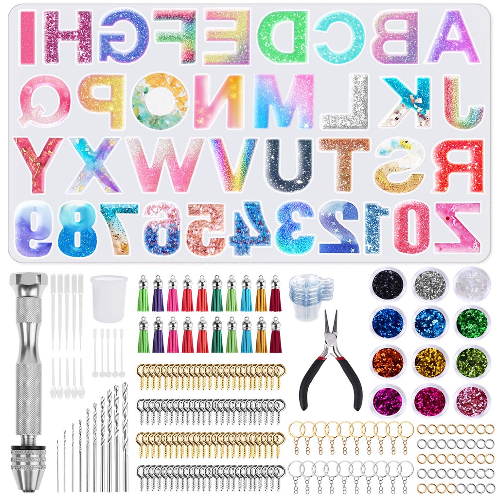 231pcs Resin Alphabet Molds for Resin Kit Backwards Alphabet Silicone ...