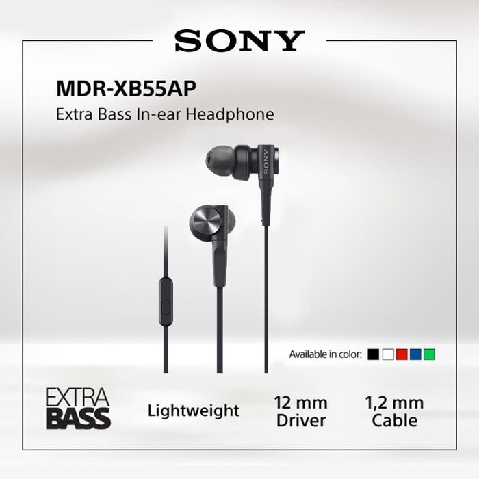 Sony MDR-XB55AP BLACK EXTRA BASS EARPHONE/XB55AP/XB-55AP/55AP | Shopee ...