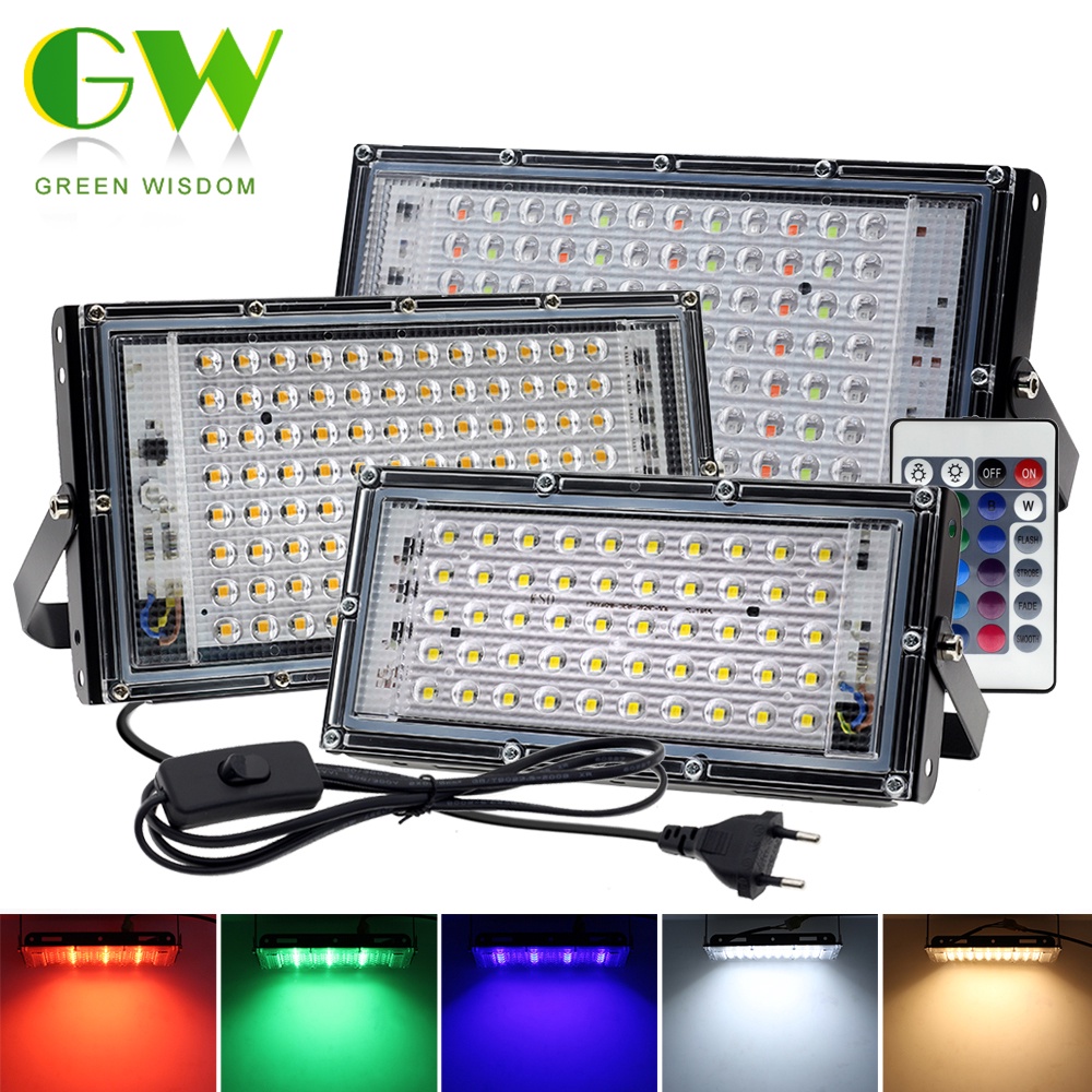LED Flood Light 50W 100W AC220V Outdoor Floodlight White Warm White RGB ...
