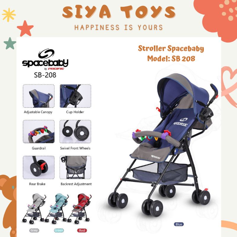 SIYA FREE BUBBLEWRAP STROLLER SPACE BABY SB 208 BUGGY SPACEBABY SB208 ...