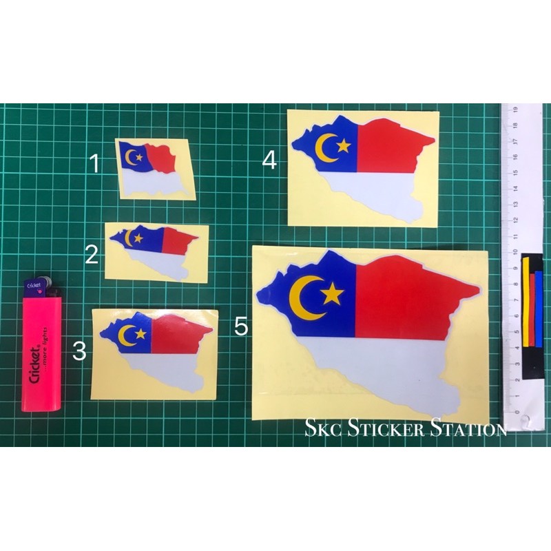 States Peta Negeri Melaka MLK Overlapping Reflective Stickers mk mlk ...