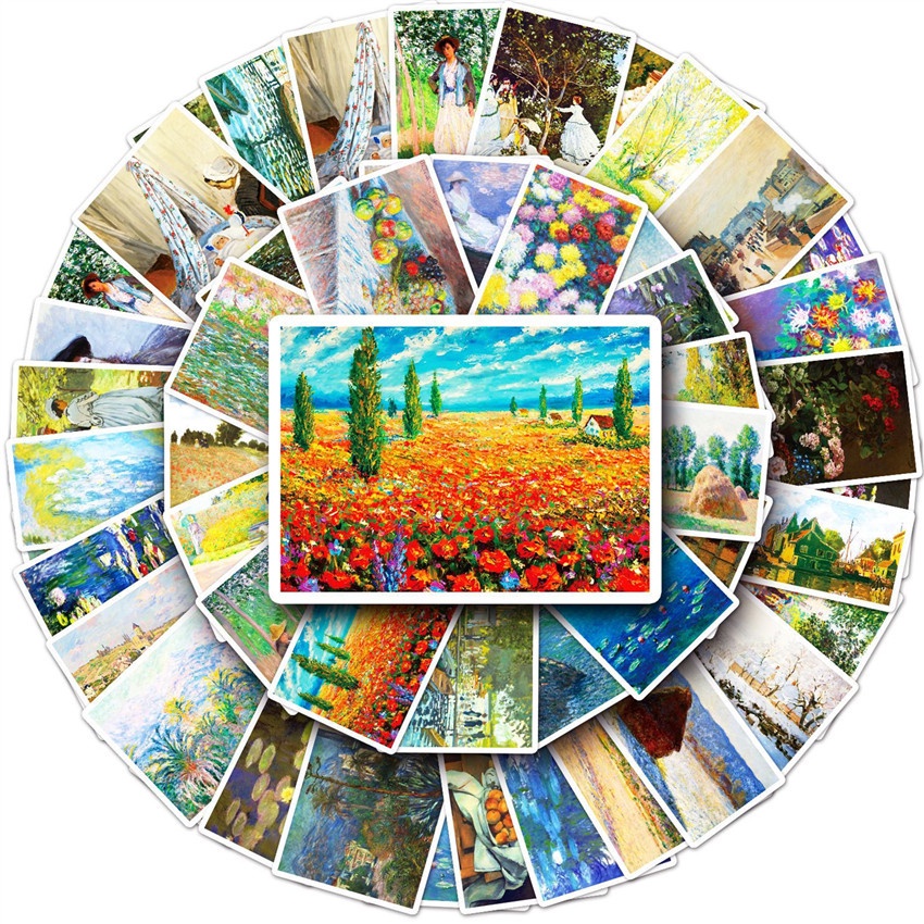 50Pcs/Set Monet Oil Painting Art Gallery Series 01 Stickers DIY Fashion ...