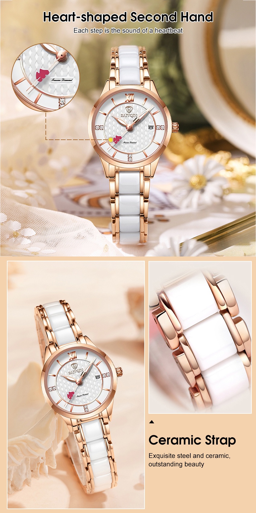 LouisWill Ladies Fashion Watch Retro Quartz Watch 30M Waterproof Watch ...