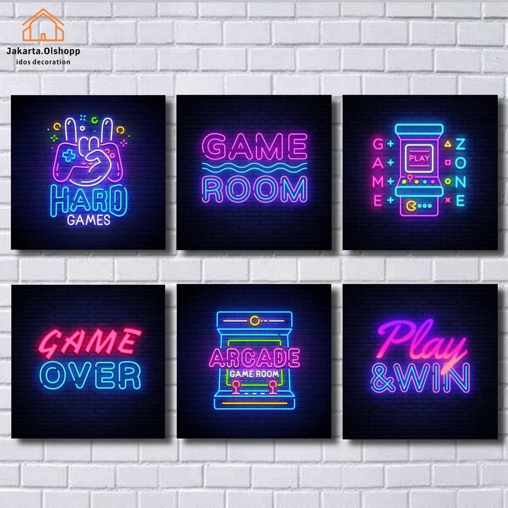 HIASAN DINDING KAYU Neon Gaming wooden Poster/Zona Gaming/Games/Wall ...