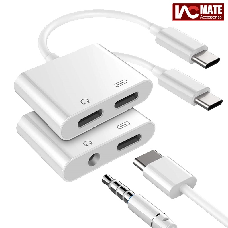 USB C to 3.5mm Headphone and Charger Adapter, Dual TYPE C 2 in 1 USB C ...