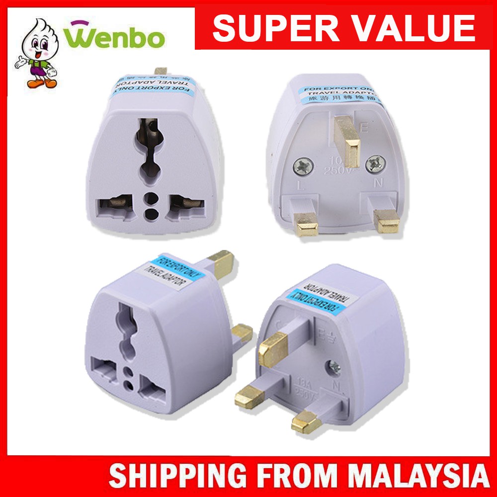Wenbo Universal 3 Pin Plug Adaptor 2 Pin US EU Multi Pin To 3 Pin UK ...