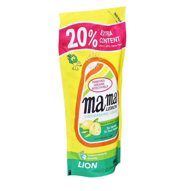 [Bundle of 5] Mama Lemon Dishwashing Liquid Refill Natural Lemon 600ml ...