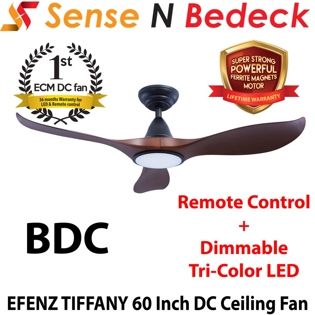 EFENZ TIFFANY 60 Inch DC Motor Ceiling Fans with Tri-Color LED | Shopee ...