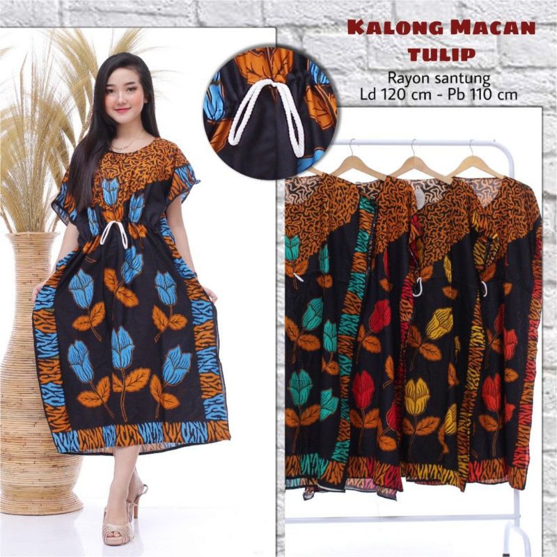 Negligee Lowo Macan Tulip - Florals - Circle Neck - Front Drawstring ...